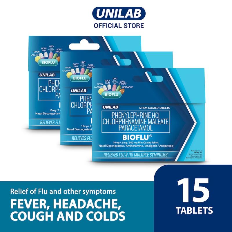 Unilab Bioflu 15 Tablets - Relief of Flu and other symptoms like ...
