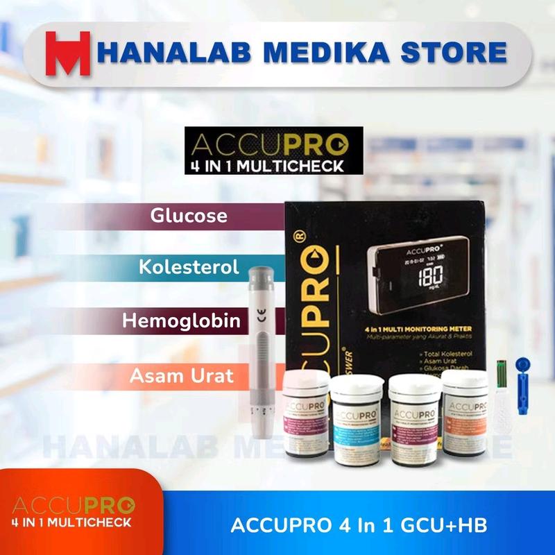 Accupro GCUHB 4in1 / Alat Cek Gula Darah / Asam Urat / Cholesterol / HB ...