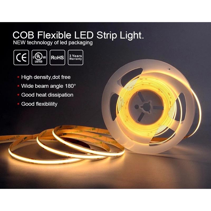 COB LED Strip Light 12V 320 LEDs/m 16.4ft High Density Flexible ...