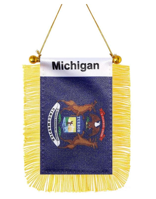 2 Pack 4'' X 6'' Michigan Flag with Suction Cup & Fringy Small Mini US ...