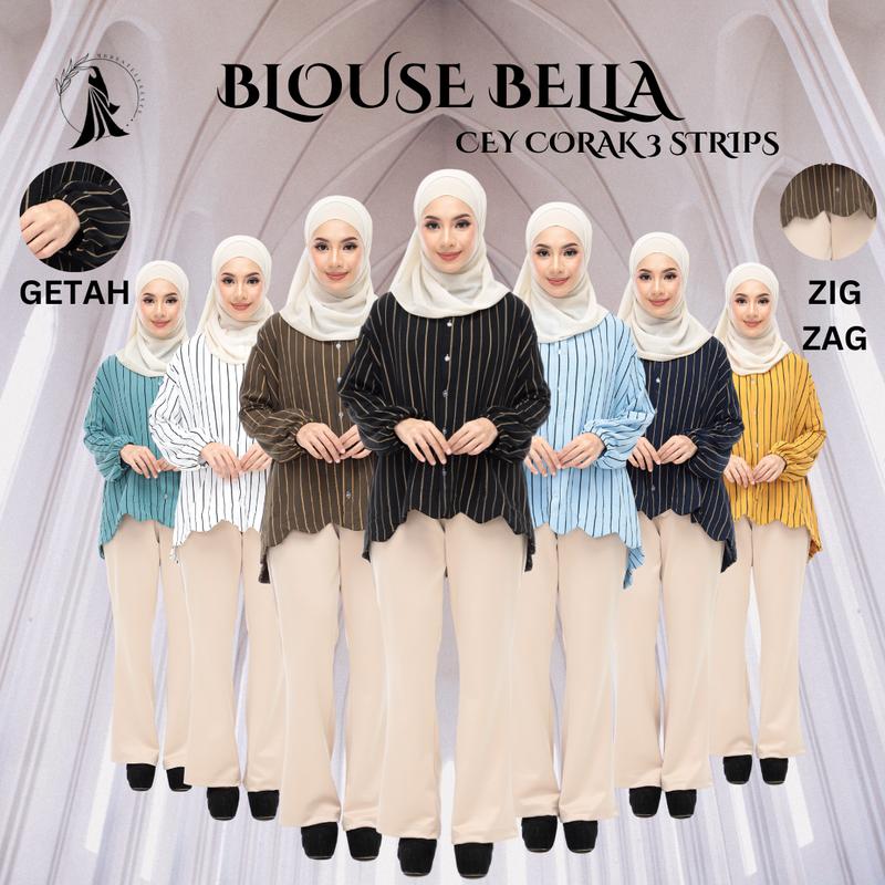 Blouse Bella 3 Strip New Design Buttons || Zig Zag Bottom || - TikTok Shop Malaysia