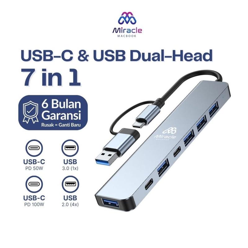 MIRACLE 7 IN 1 CONVERTER HUB USB TYPE C TO HDMI LAN RJ45 USB - Shop | Tokopedia