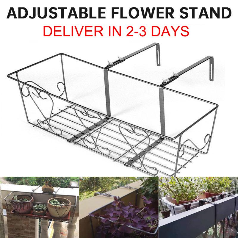 【Ready Stock】Plant Stand Adjustable Flower Rack Balcony Balustrade ...