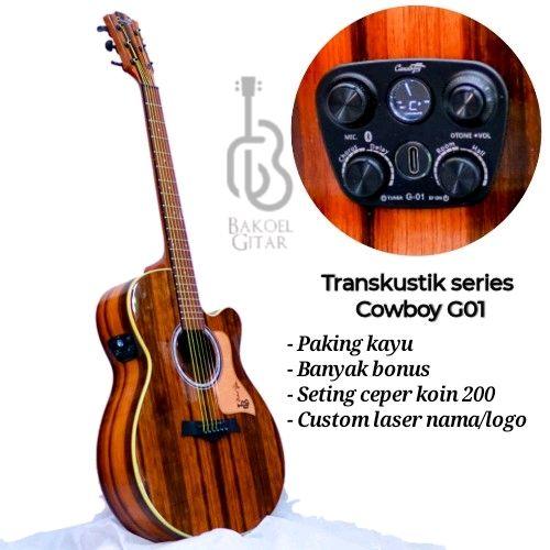 Gitar Cowboy AEG235NS transkustik tunner G01 ceper koin 200 paking kayu ...