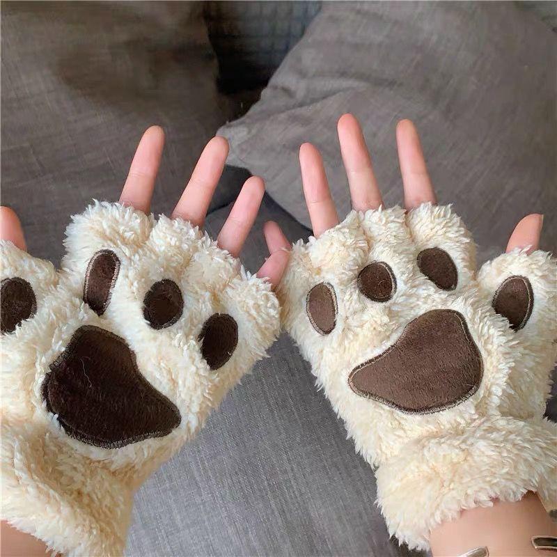 Sarung tangan kartun kaki kucing comel untuk wanita, sarung tangan ...