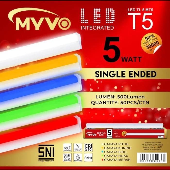 Jual Myvo Lampu Neon Led Strip 5 10 15 20 Watt Cahaya Putih Lampu ...