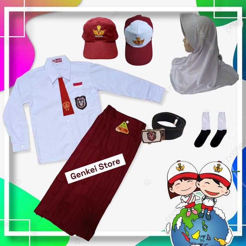 Setelan Seragam Merah Putih Anak SD Baju Kemeja Bordir Lenga - Shop ...