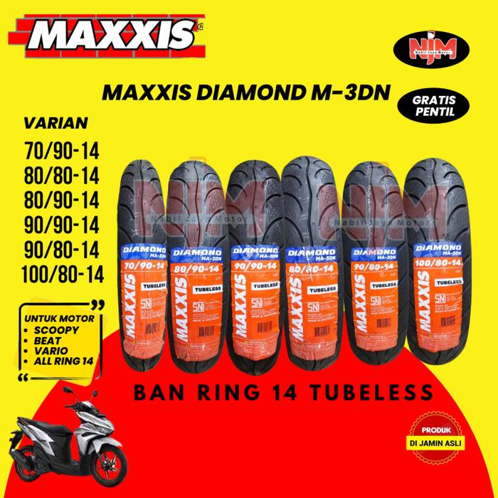 Promo Ban Maxxis Diamond MA3DN Tubeless Ban Motor Matic Ring 14 Tubless ...