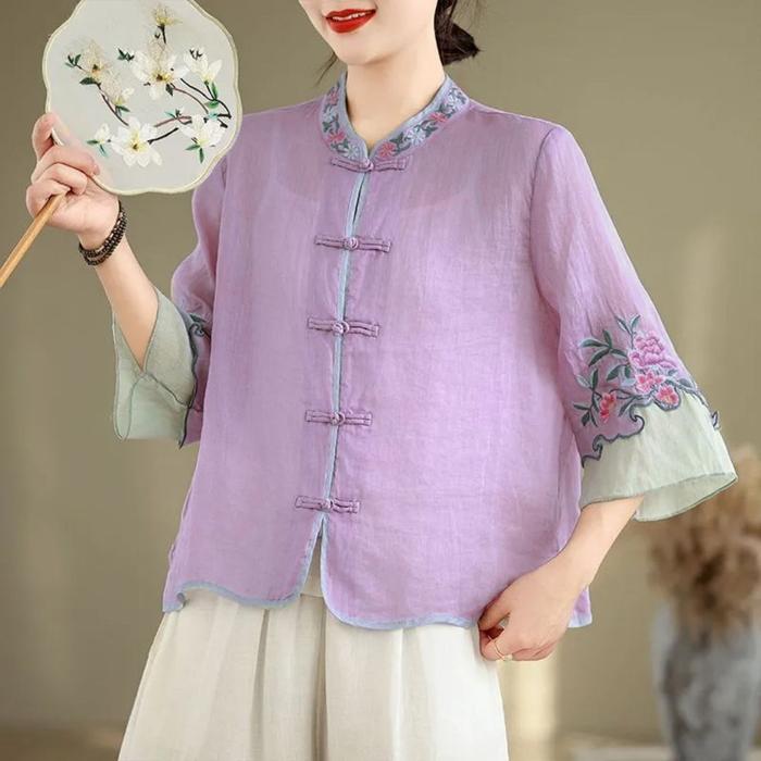 Promo Baju Blouse Atasan Wanita Oriental Chinese Style Imlek Kerah ...