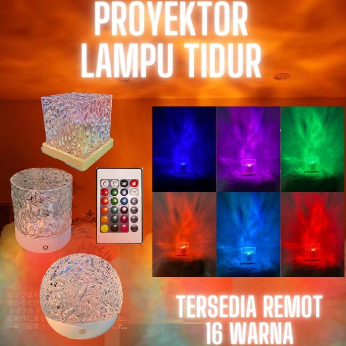 Promo COD lampu proyektor aurora / lampu tidur RGB remot / lampu ...