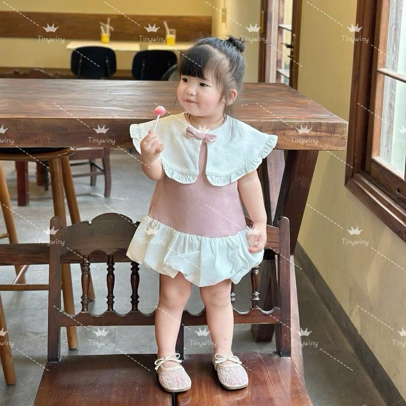 E33 Váy bánh bèo phối nơ cổ điệu màu hồng trắng ngọt ngào d - TikTok Shop Vietnam