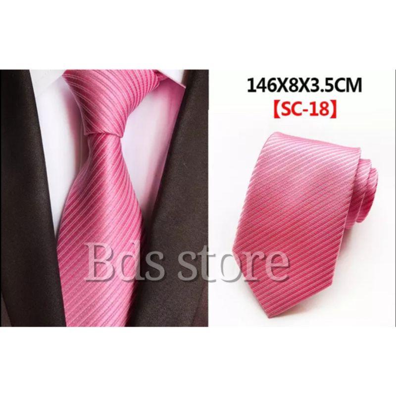 Dasi Pria Motif Salur Warna Pink Garis Putih Ukuran 3 Inchi - Shop ...
