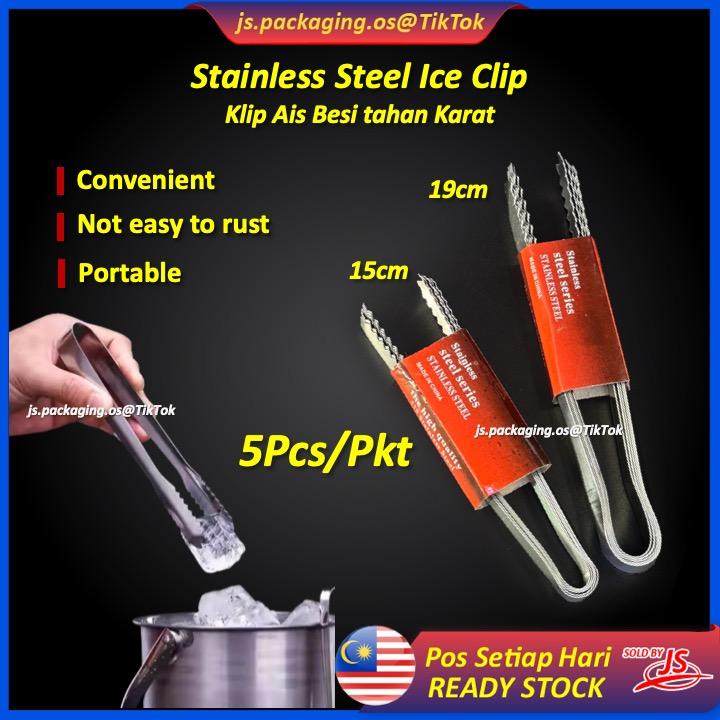 Stainless Steel Ice Clip Food Tongs Pastry BBQ 5pcs/pkt Penyepit ...