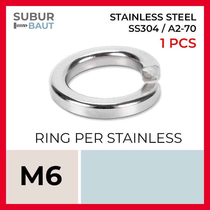 Jual Ring Per Stainless M6 / Spring Washer M6 / Ring Per M6 Grade SS304 ...