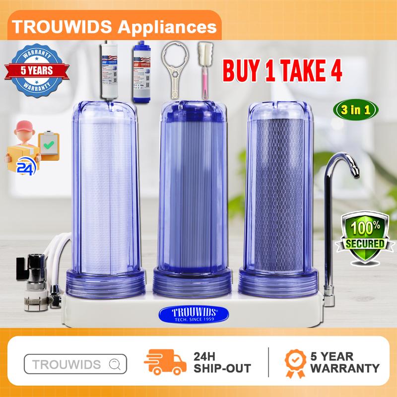 TROUWIDS Water Filter Water Purifier 3 in 1 Alkaline Faucet Water ...
