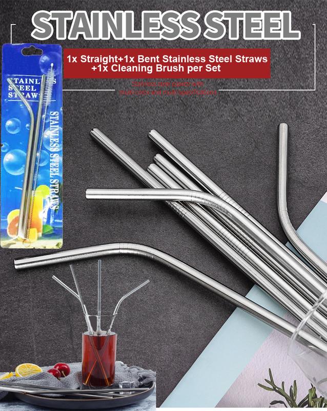 SG Stock Reusable Stainless Steel Straws Brush Set of 3pcs Eco Friendly ...