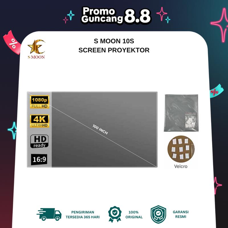 SMOON 10S - SCREEN PROJECTOR - 4K ANTI LIGHT - 100 INCH - Shop | Tokopedia