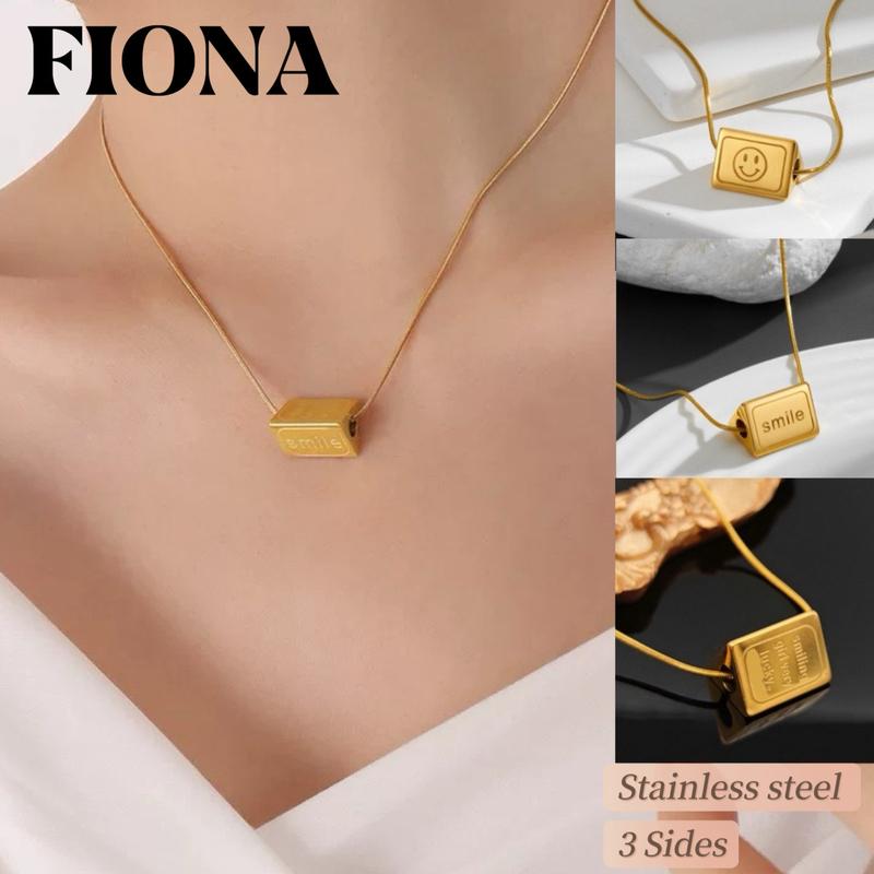 【FIONA】Fashion Stainless Steel 3 Sides Necklace Smile Necklace - TikTok ...