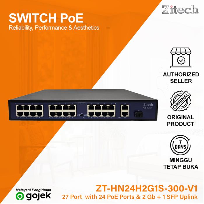 Promo Zitech Switch PoE ZT-HN24H2G1S-300-V1 27 Port Switch dengan 24 ...