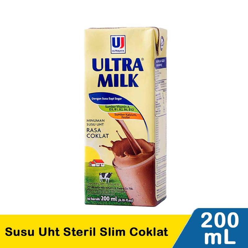 Ultra Milk Susu UHT Coklat Kotak Steril 200 ml mili liter Cokelat ...