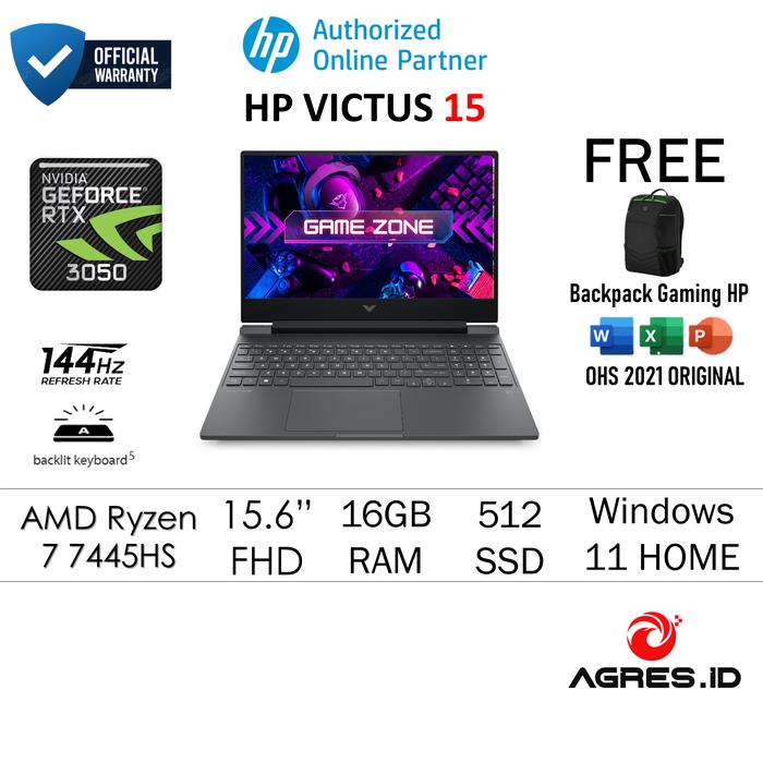 Promo Laptop HP VICTUS 15 RYZEN 7 7445HS RTX3050 6GB/ 16GB 512GB W11 ...
