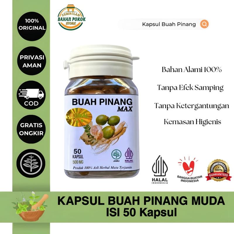 Buah Pinang Muda 100% Original isi 50 Kapsul Herbal Asli Halal & BPOM ...