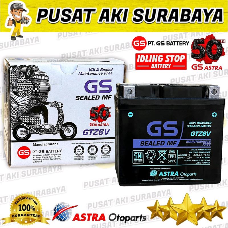 GARANSI RESMI GS ASTRA GTZ6V ORIGINAL ACCU KERING MF MOTOR NMAX - Shop ...