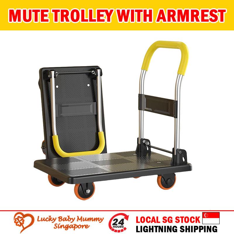 Mute Trolley with Armrest Foldable Platform Cargo Heavy Duty Household ...
