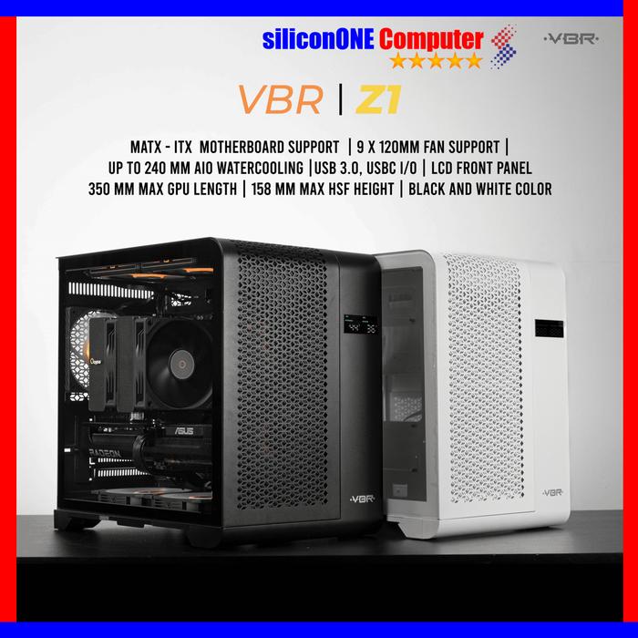 Jual VBR Z1 Z-1 Gaming PC Case LCD Display Black White 0FAN MATX USB-C ...