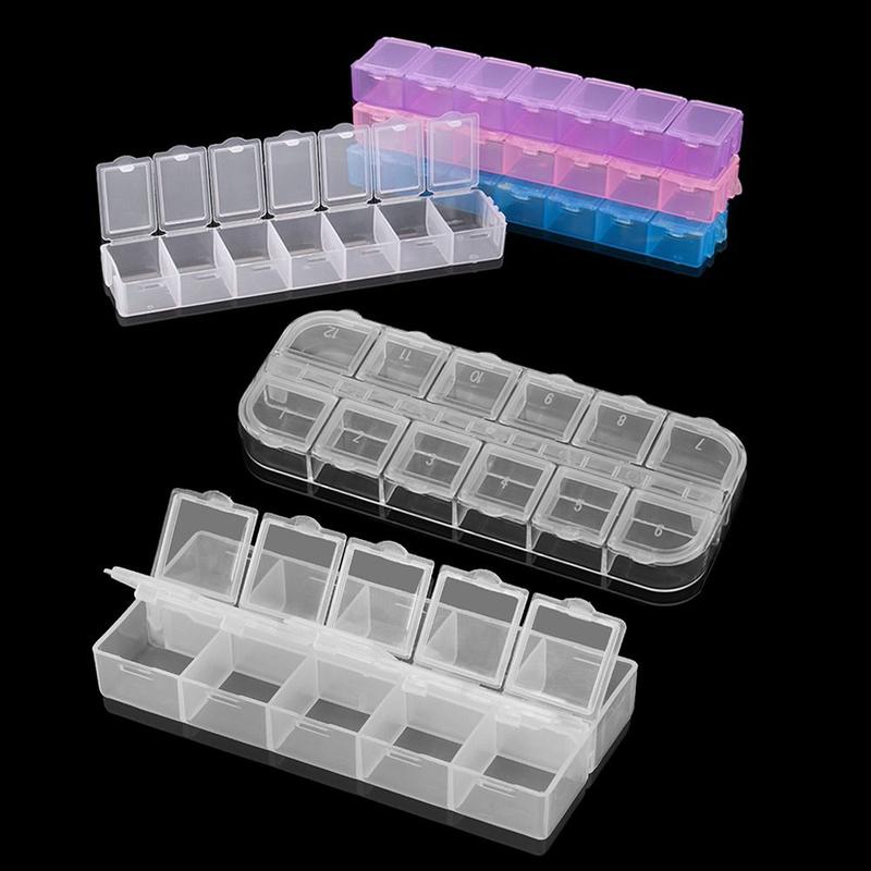 1Pcs New 7 Slots Plastic Storage Box Rectangle Multi Grids Compartment ...