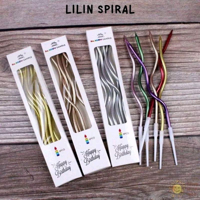 Lilin spiral/Lilin ulir macaron/lilin metalik/Lilin Ulang Tahun/Lilin ...