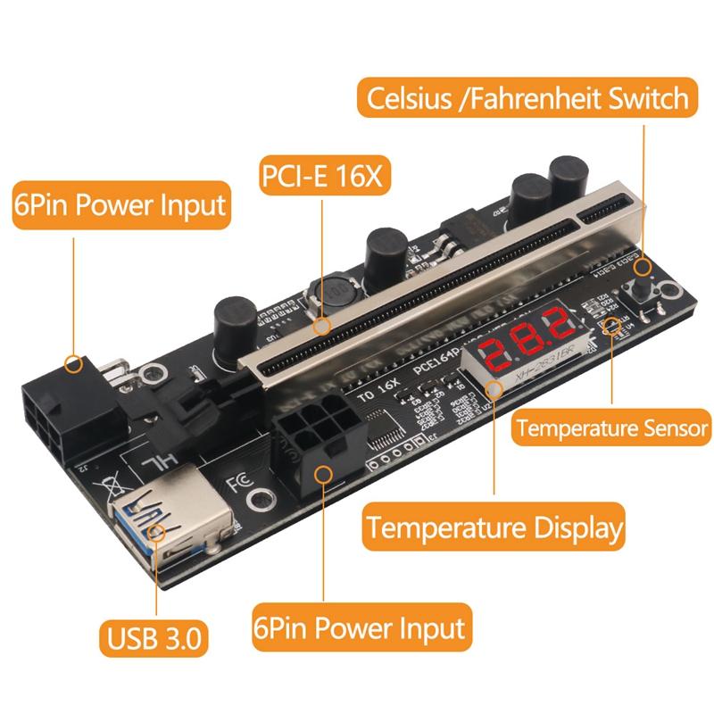PCIE Riser 1X To 16X Graphic Extension With Temperature - Shop | Tokopedia