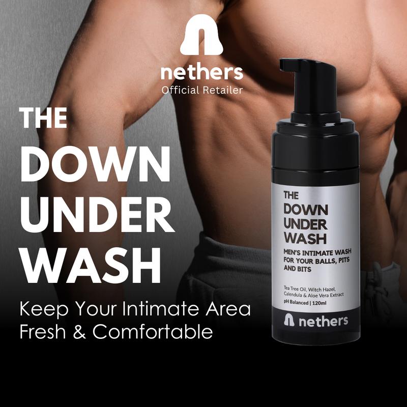 Nethers Down Under Wash 120ml | Men Antibacterial Cleansing Intimate ...