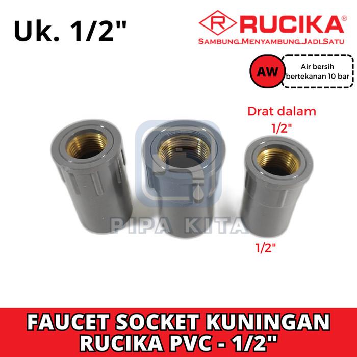 Faucet Socket MI AW 1/2 Inch RUCIKA PVC Sok Drat Dalam 1/2" Kuningan ...