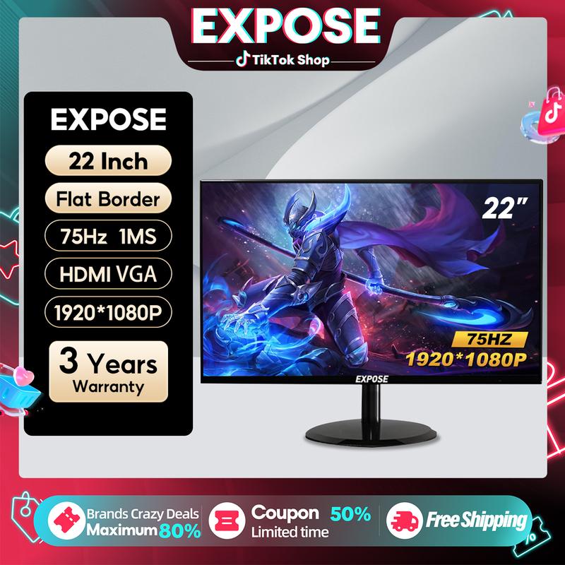 【COD】EXPOSE 19/22 Inch Gaming Monitor 1K 75HZ Flat Screen IP - TikTok ...