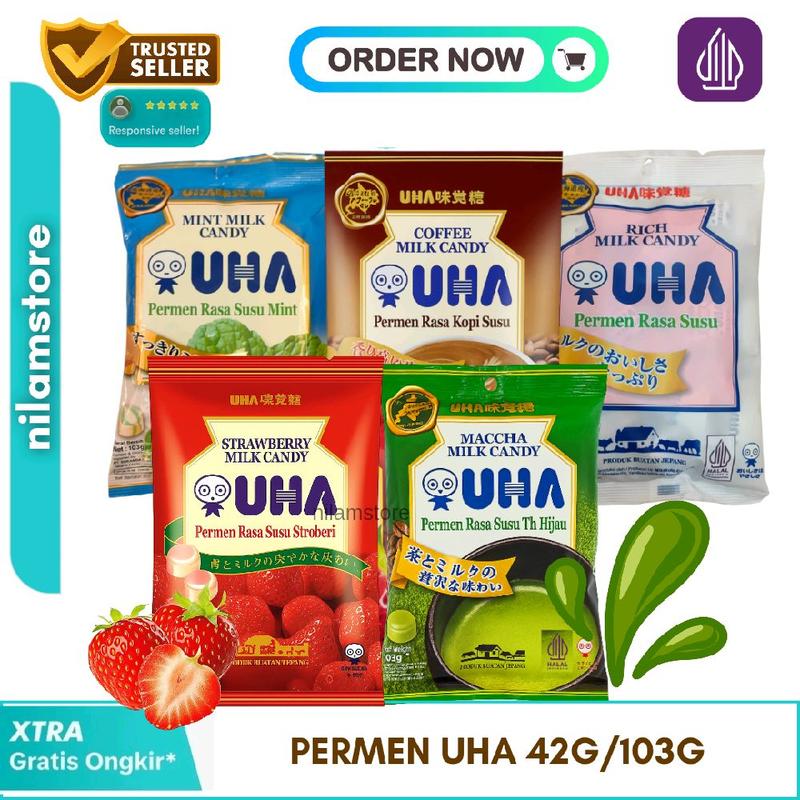 Permen Uha Milk Candy 103 G 42g Strawberry Stroberi Hijau Mint Susu