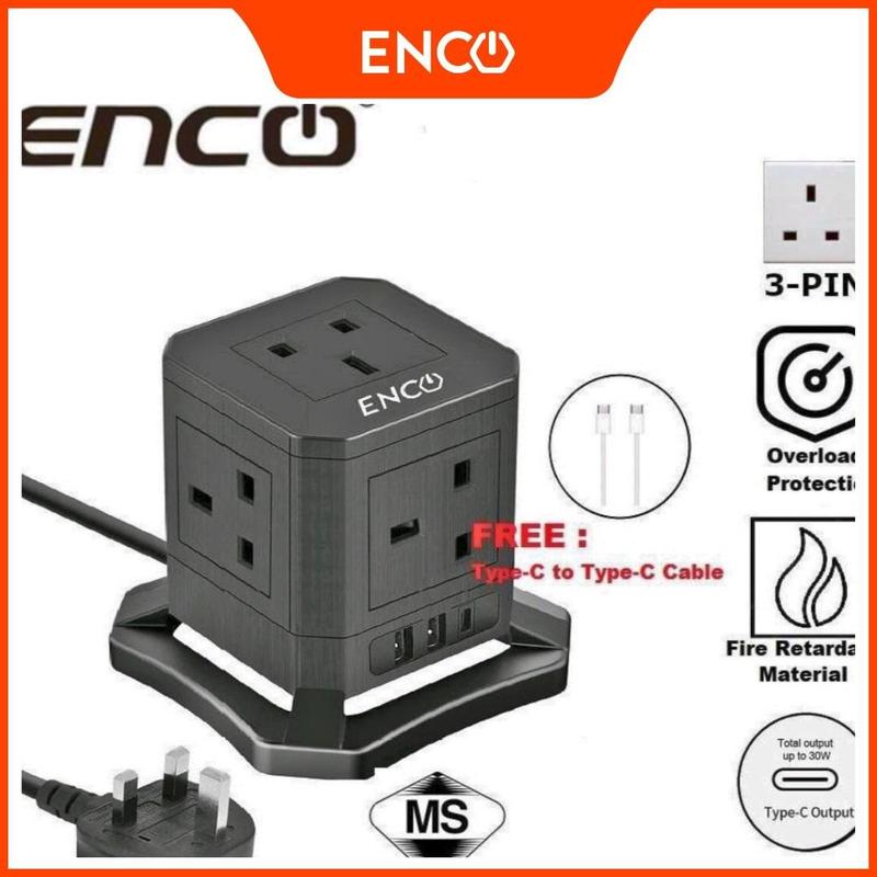 Enco (3U5K) Soket Kuasa Pelbagai Fungsi Menara Menara 2M 5 Way - TikTok ...