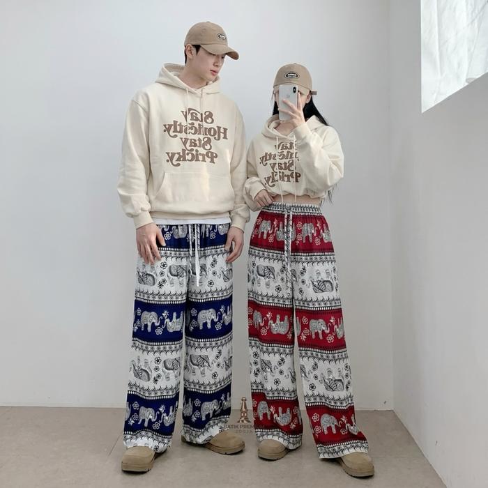 Promo Celana Kulot Unisex Motif Gajah Warna Bahan Rayon Adem Ringan Big ...