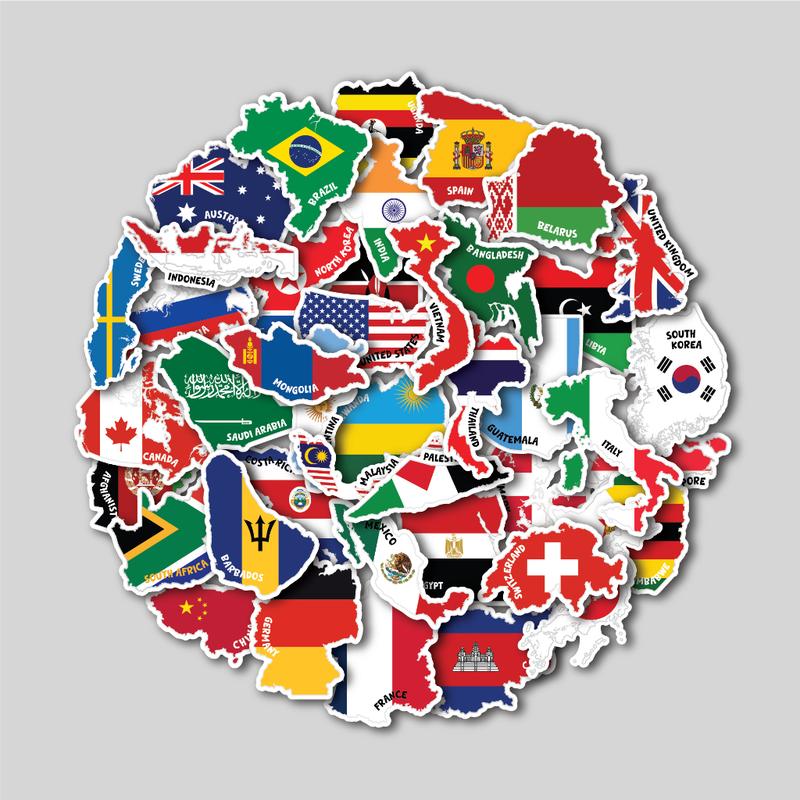 STICKER PACK WORLD MAP FLAG 1 | STICKER TUMBLER | STIKER LAPTOP - Shop ...