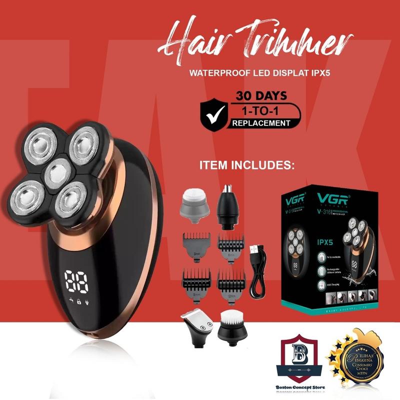 VGR V-316 Men 5 in 1 Rotary Waterproof Shaver Professional Men's Shaver ...