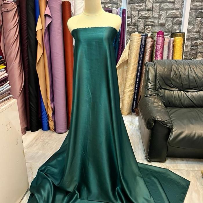 Jual Bahan Kain Satin Velvet Polos Warna Hijau Forest Emerald Green ...