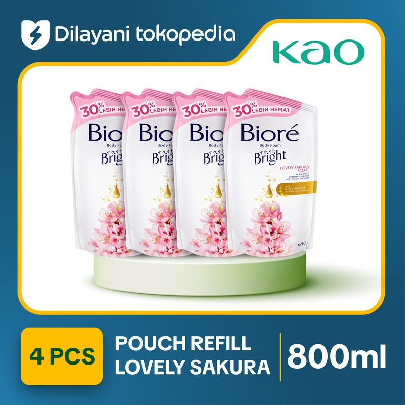 [Special Creator] Biore Bright Lovely Sakura 800ml Pouch Fourpacks - Shop | Tokopedia