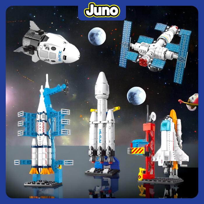 Promo JUNO Mainan DIY Bricks Rocket Kotak Pesawat Ulang-alik Peluncuran ...