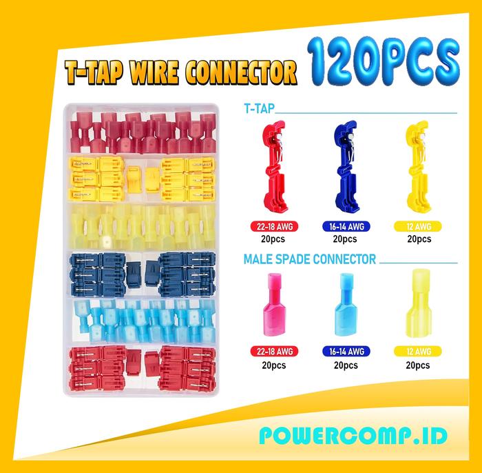 Jual T-Tap Kabel Connector 120PCS + Male Spade | T-Tap Wire Connector ...