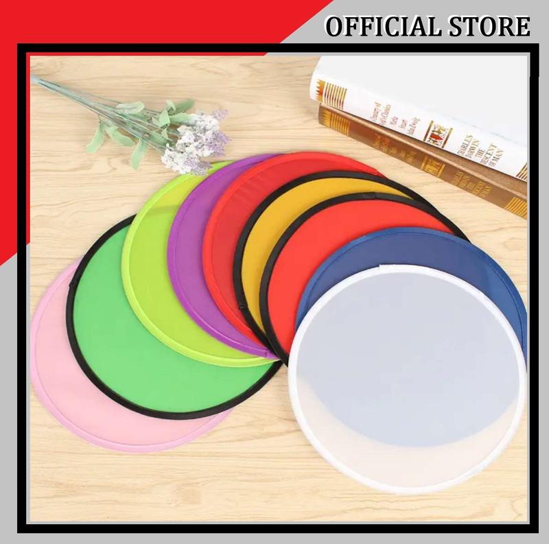 1pc Round Foldable Fan Plain Nylon Colorful Frisbee Folding Fan ...