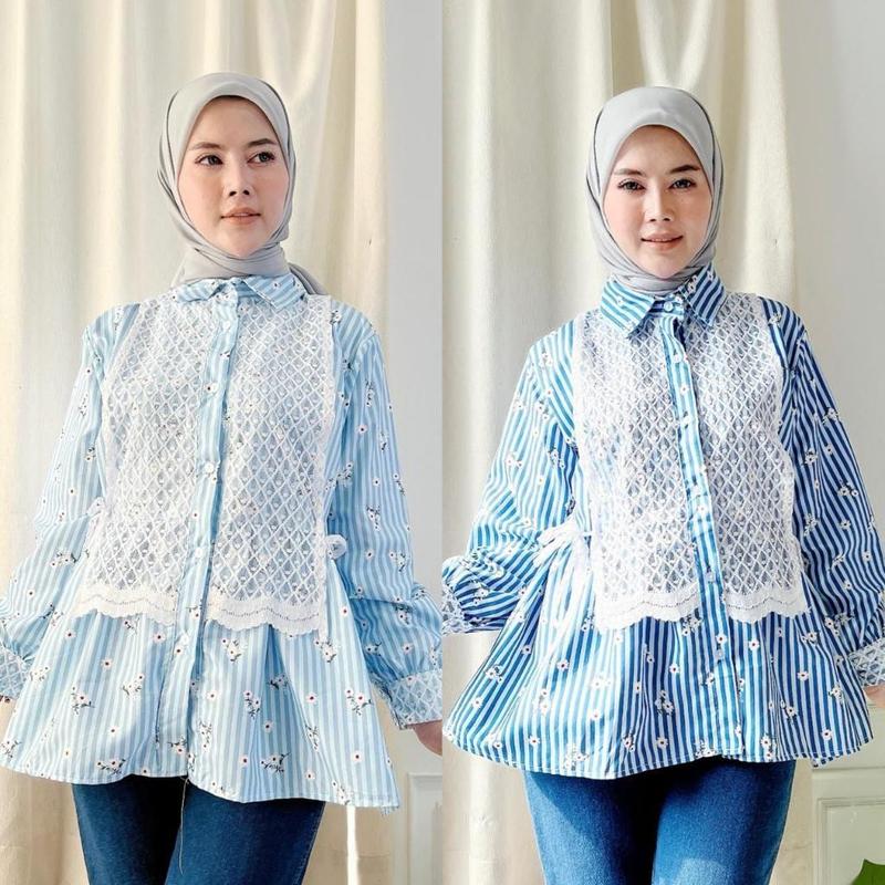 ATSAN WANITA TERBARU MOTIF SALUR BUNGA KOMBINASI BRUKAT PREMIUM - Shop ...