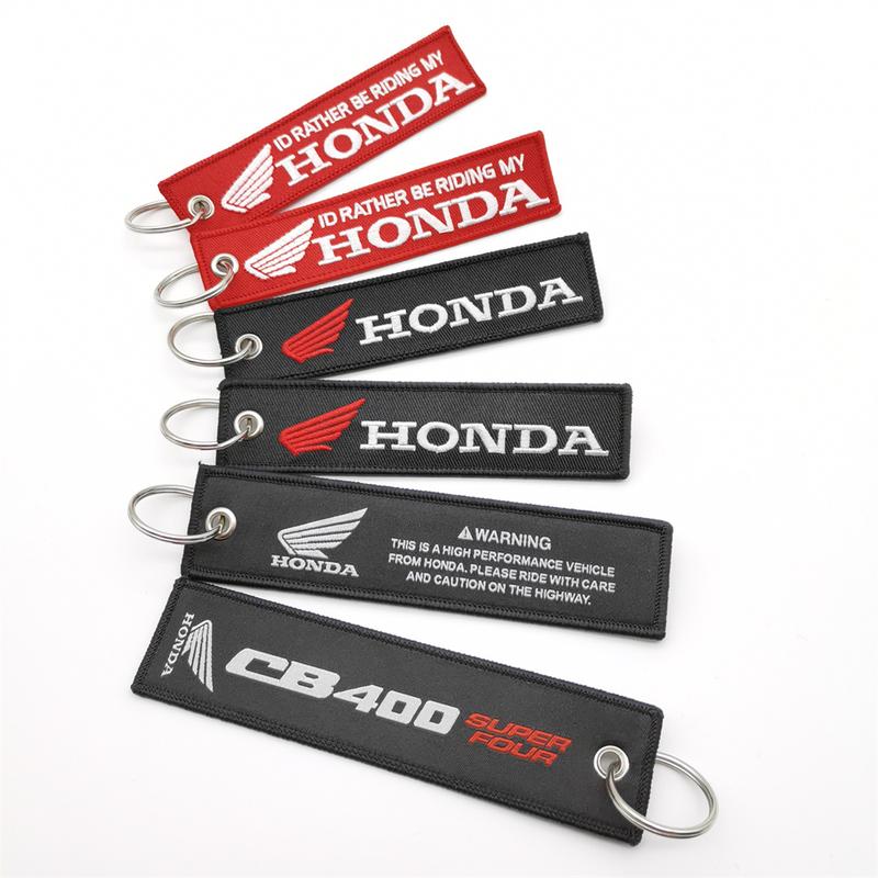 Motorcycle Keychain Nylon Textile Cloth Key Tag for Honda Black ...