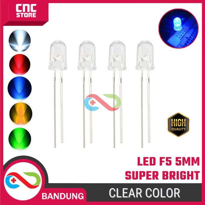 Jual LED F5 5MM Super Bright Warna Merah, Putih, Hijau, Biru, Kuning ...