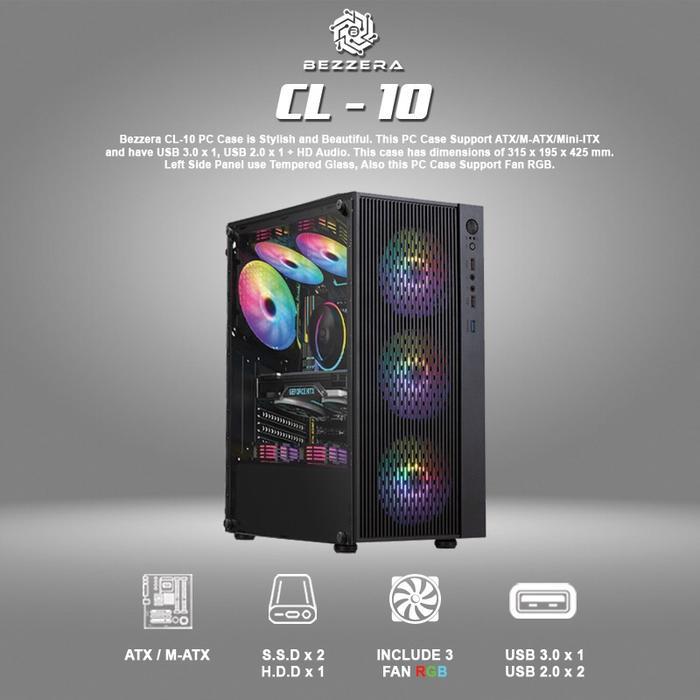 Casing PC Power Up Raptor Sentinel Mid Tower ATX With 3 Fan Case RGB ...