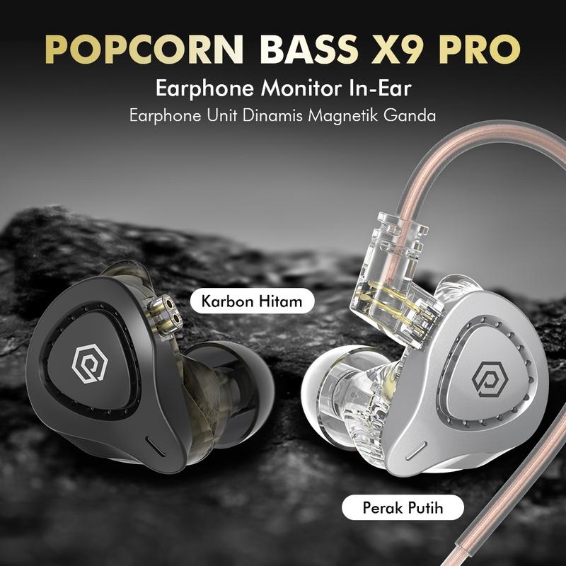 Popcorn BASS X9 Pro X8 Pro Dual Magnetic Dynamic Unit Ear Earphone HIFI ...